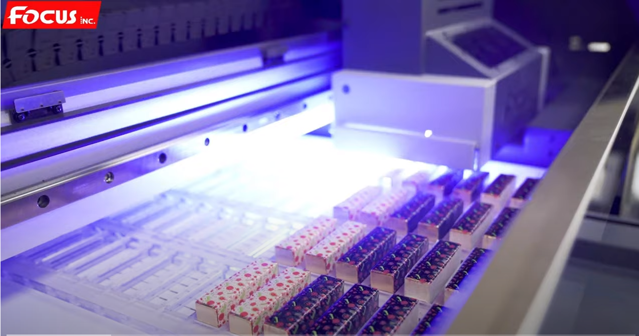 FocusInc Alpha Max 6250 UV printer-Lipstick tube rotary printing - Focusinc
